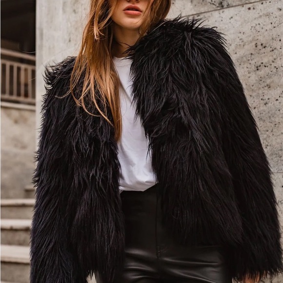 Jackets & Coats | Women Shaggy Jacket Long Sleeve Coat Faux Fur | Poshmark